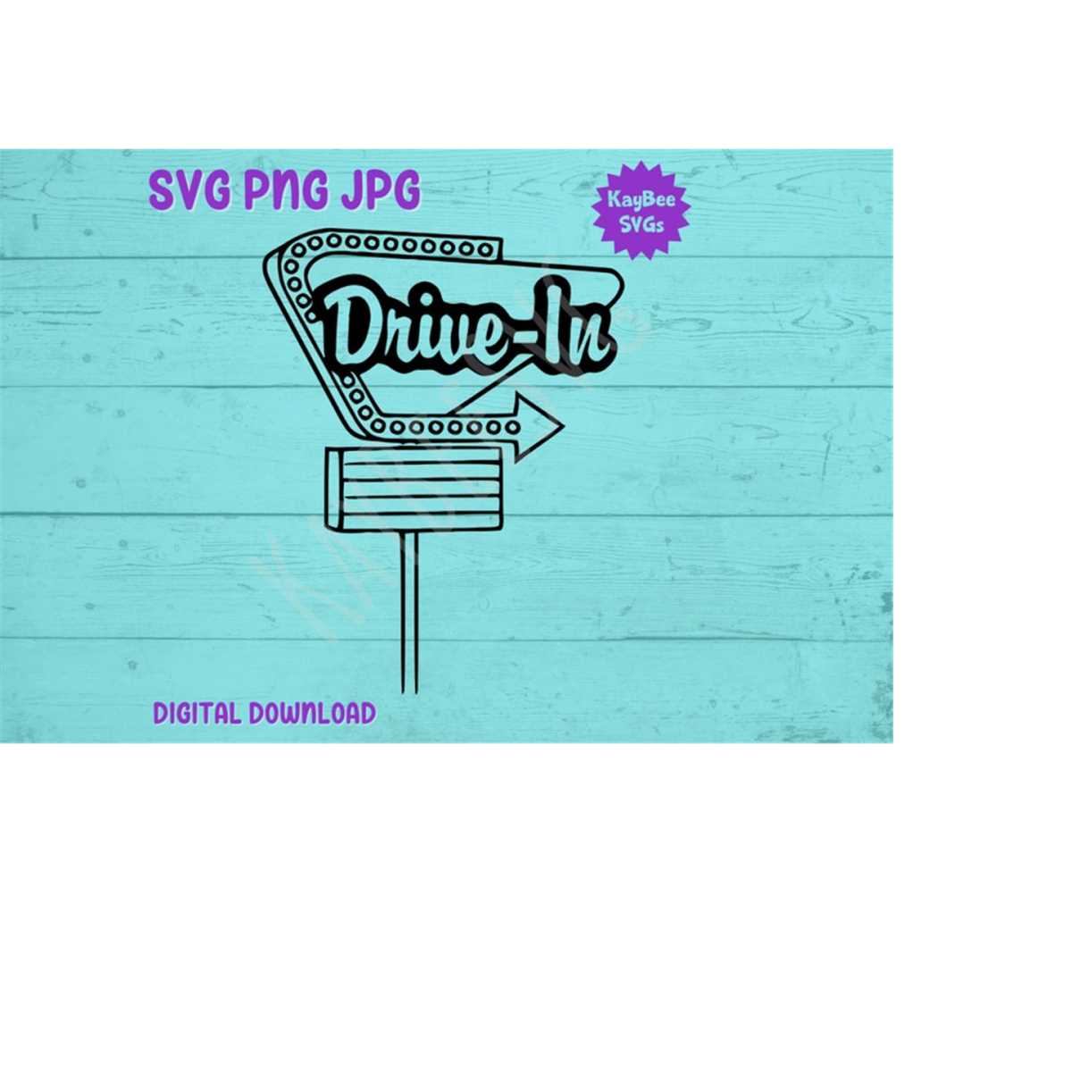 Drive-In Neon Sign - Diner Movie - SVG PNG JPG Clipart Digit - Inspire ...