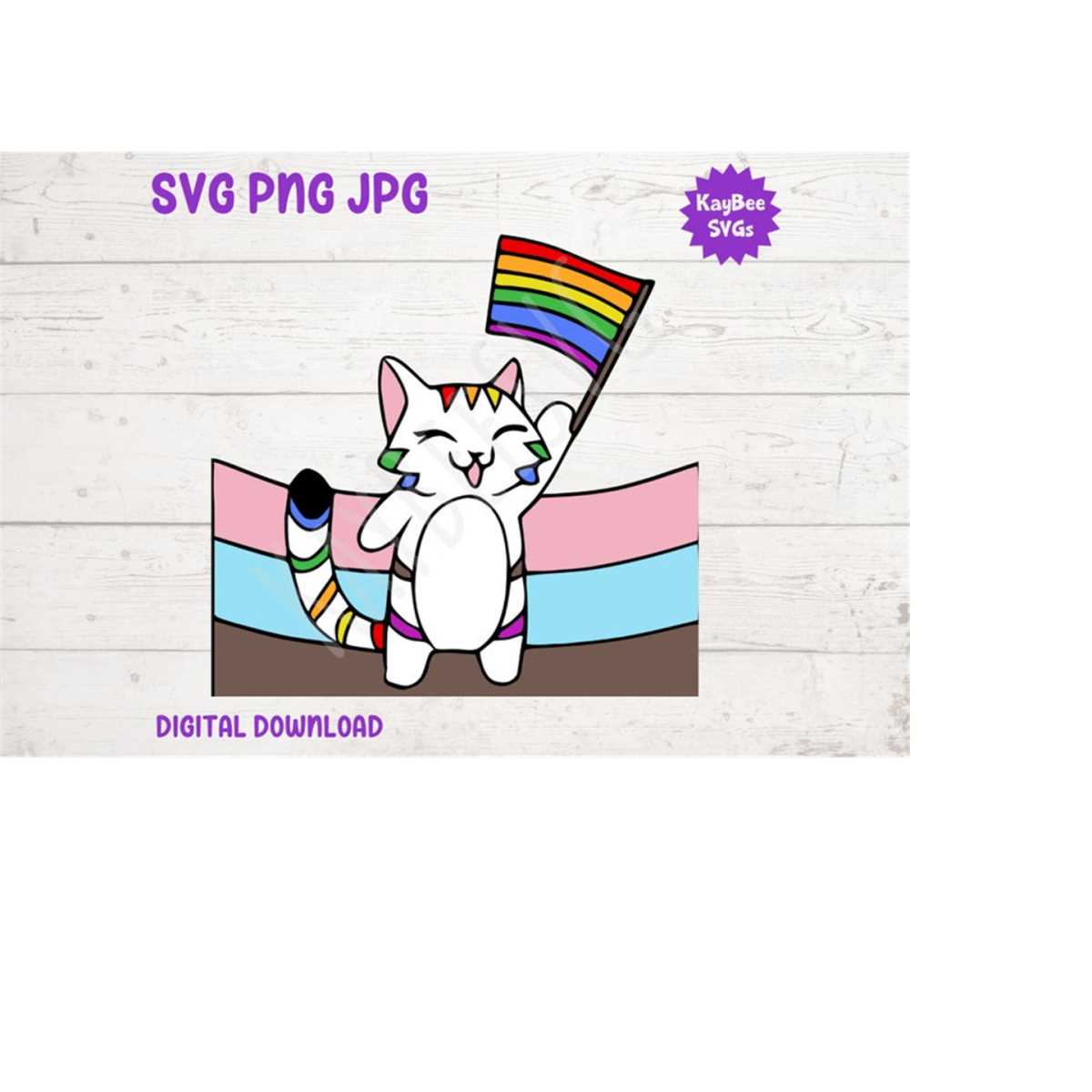 Rainbow Pride Cat SVG PNG JPG Clipart Digital Cut File Downl - Inspire ...