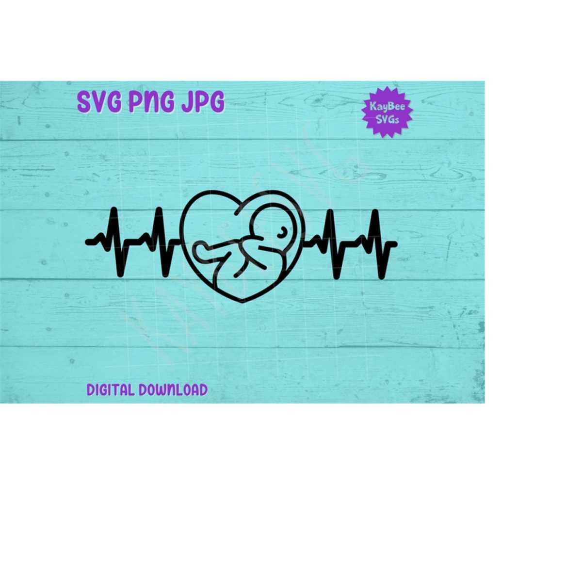 Baby Heartbeat Electrocardiogram SVG PNG JPG Clipart Digital | Inspire ...