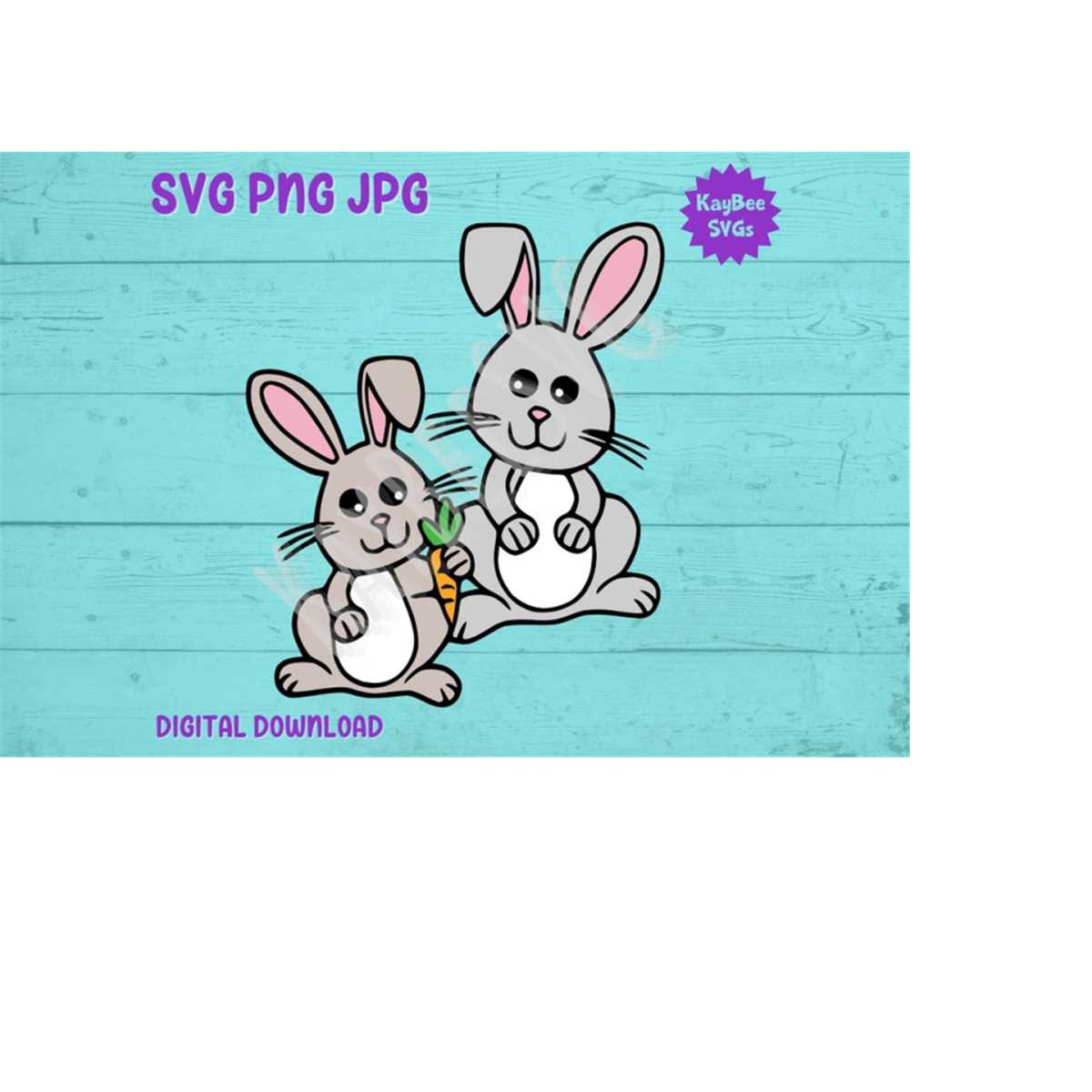 Cute Bunnies SVG PNG JPG Clipart Digital Cut File Download f - Inspire ...
