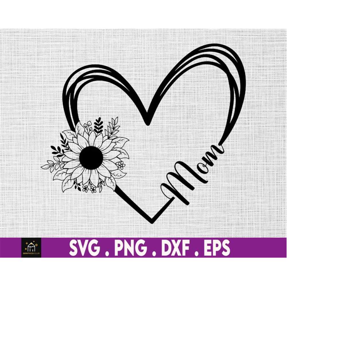 Mom heart floral svg, digital clipart, flowers, mother, moth - Inspire ...