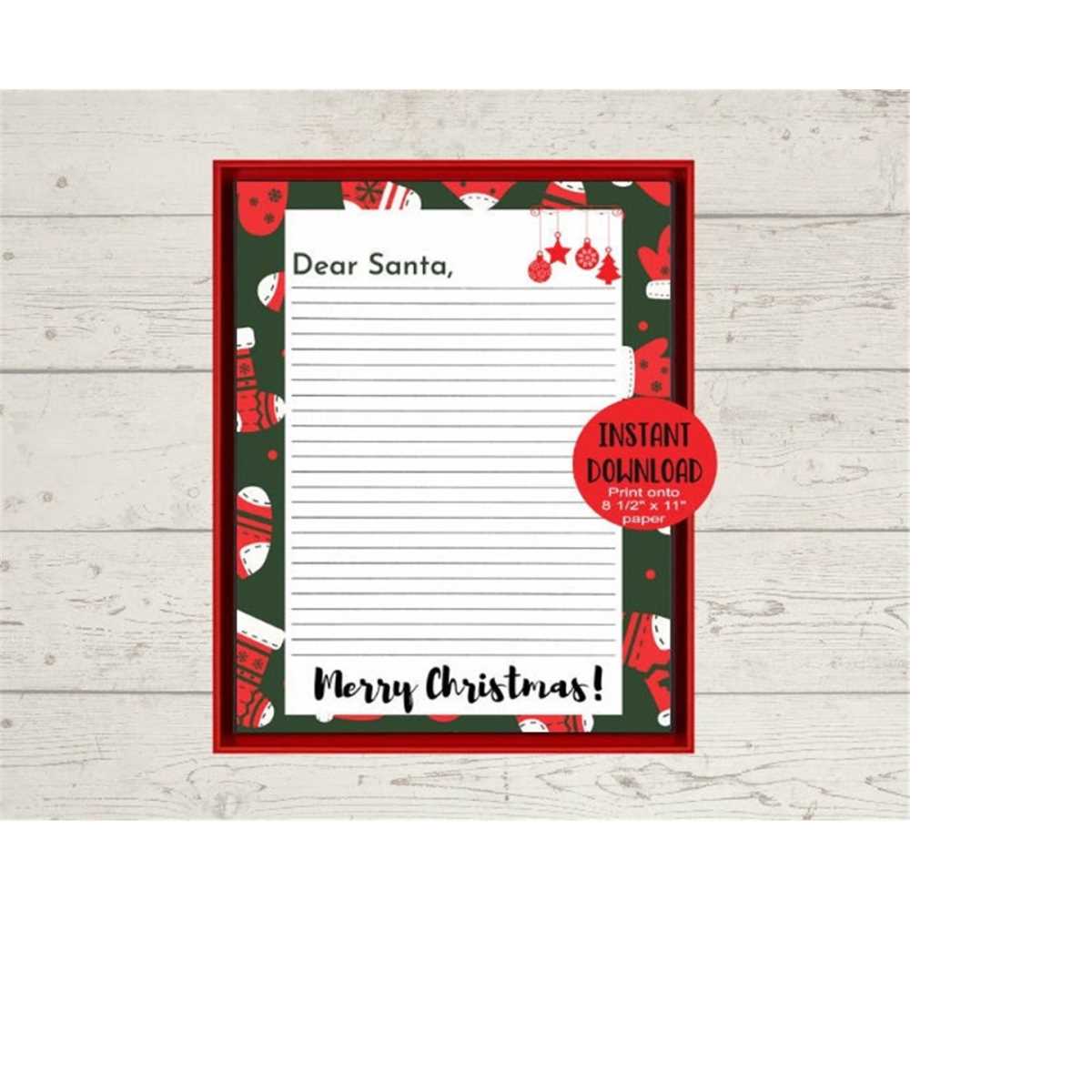 Dear Santa Letter, Printable Letter To Santa, Instant Printa | Inspire ...