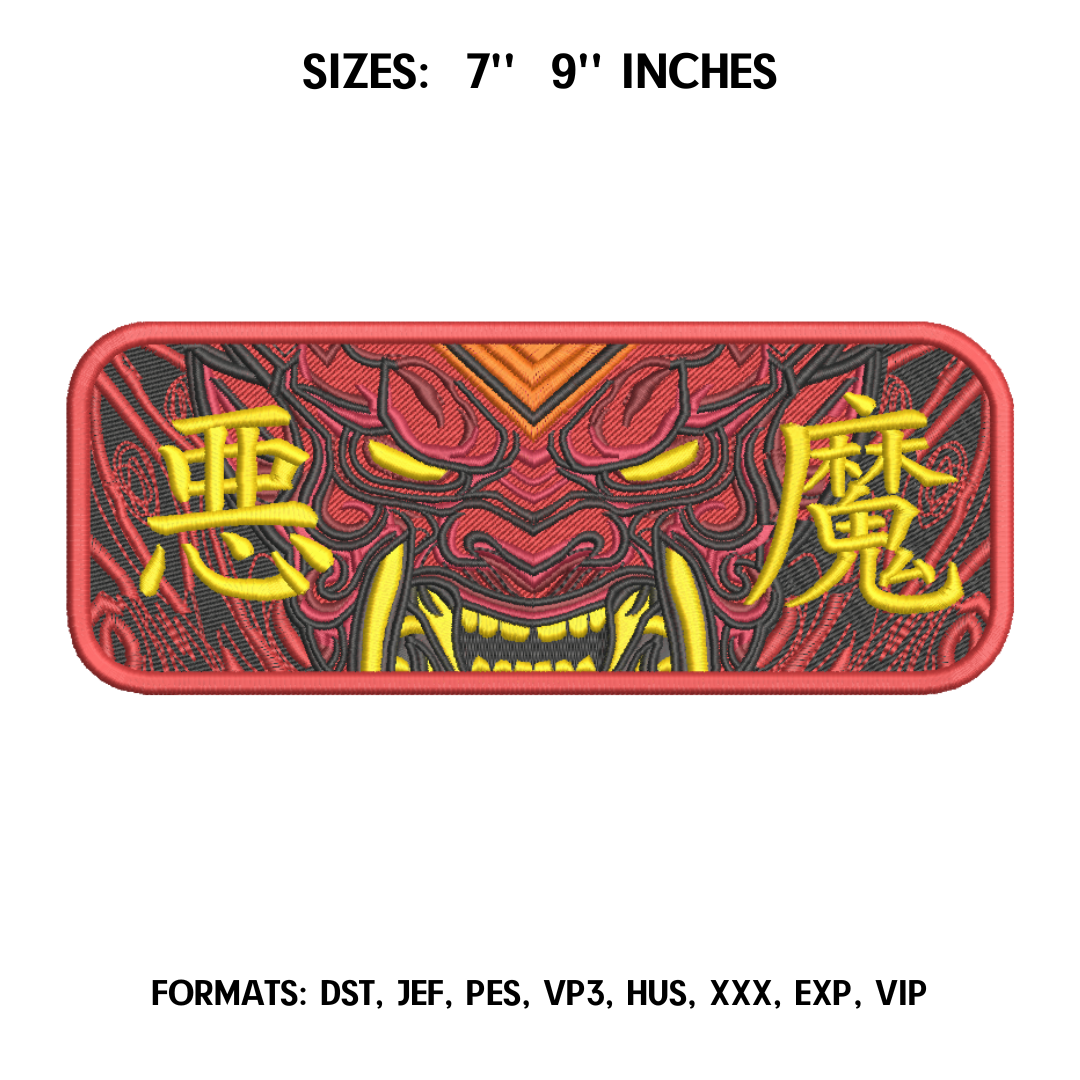 Red Demon Mask Anime Embroidery Design, Machine embroidery f - Inspire ...