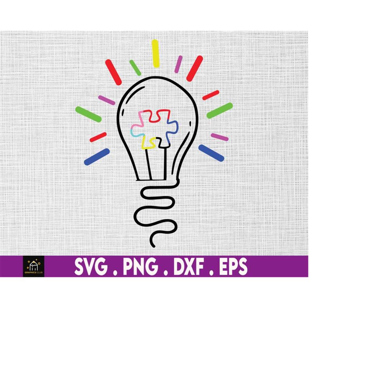 Autism Light Bulb Svg, Puzzle Piece Svg, Autism Support, 2nd | Inspire ...