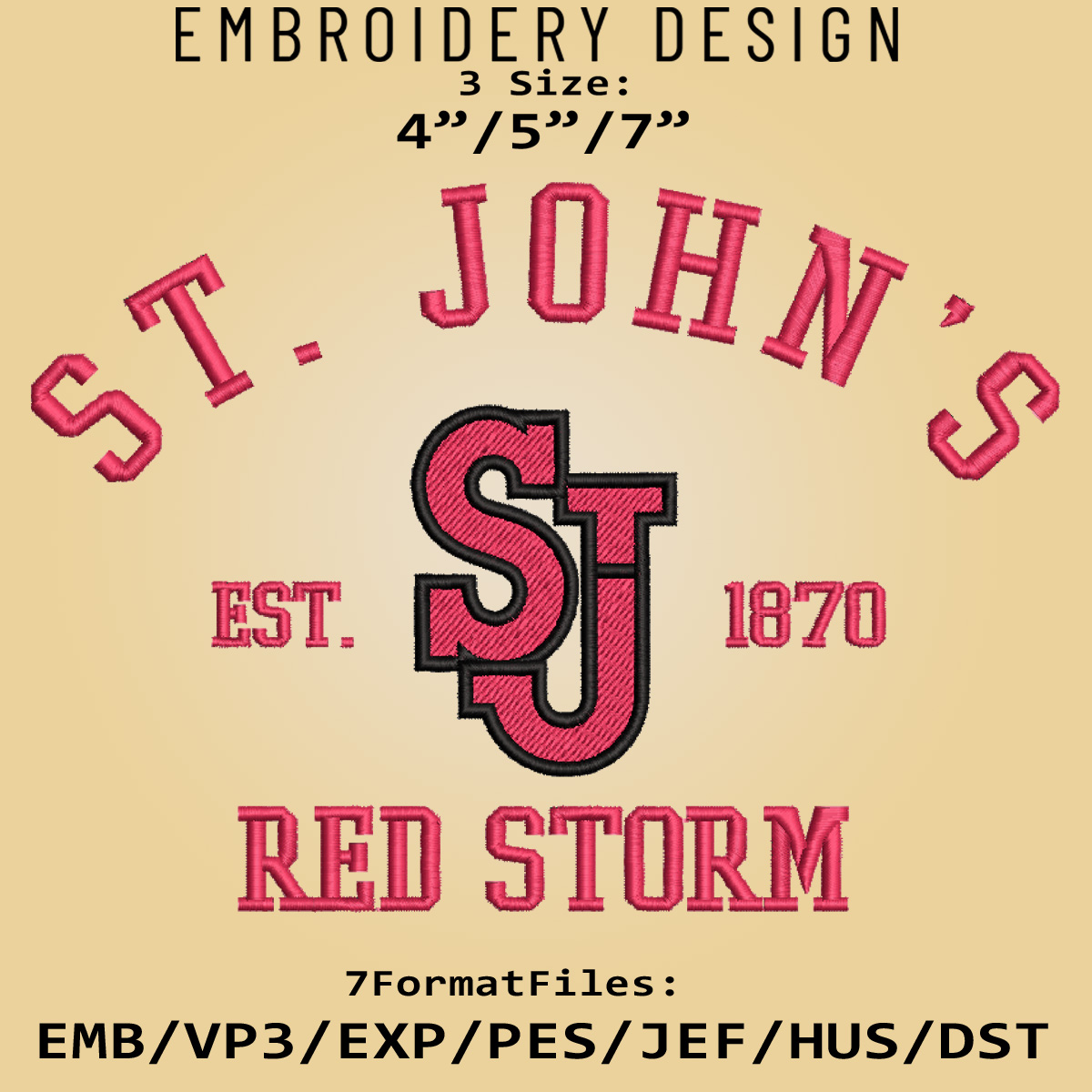 St John's Red Storm embroidery design, NCAA Logo Embroidery | Inspire ...