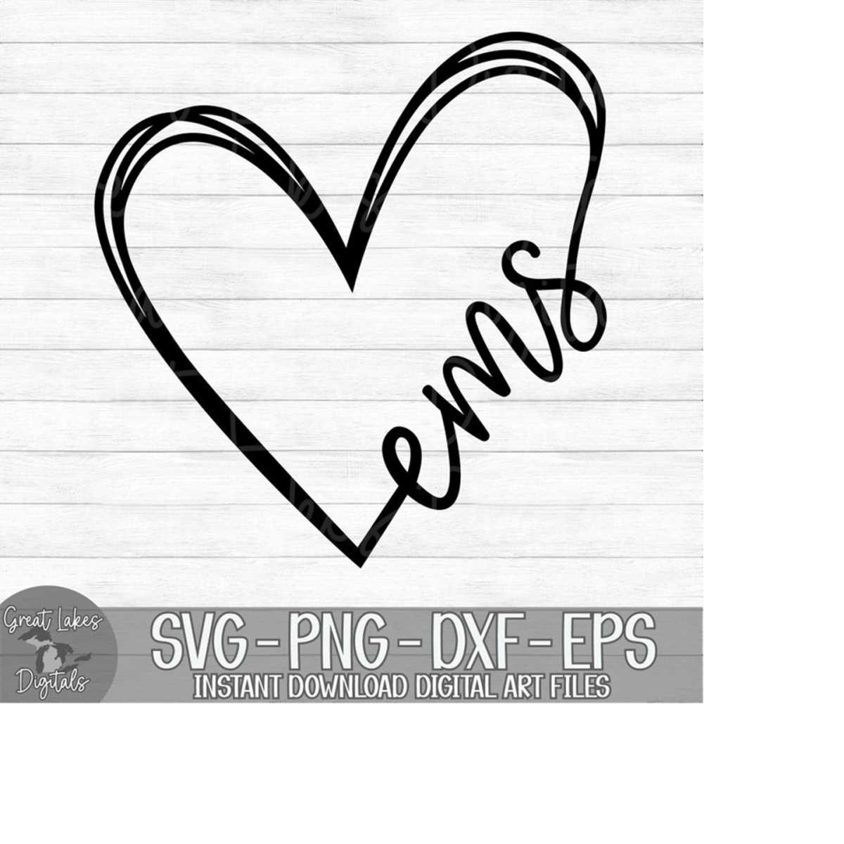 EMS Heart - Instant Digital Download - svg, png, dxf, and ep | Inspire ...