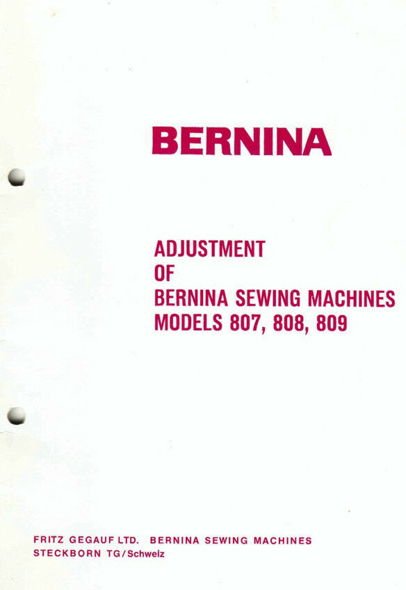 BERNINA 807 808 809 Service manual & Parts Schematics | Inspire Uplift