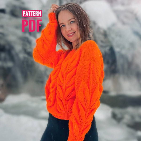 PATTERN Leaf sweater pattern oversize knit sweater pattern c | Inspire ...