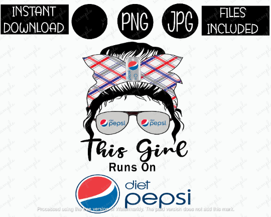 This Girl Runs On Diet Pepsi Messy Bun Sunglasses Soda Tshir - Inspire ...
