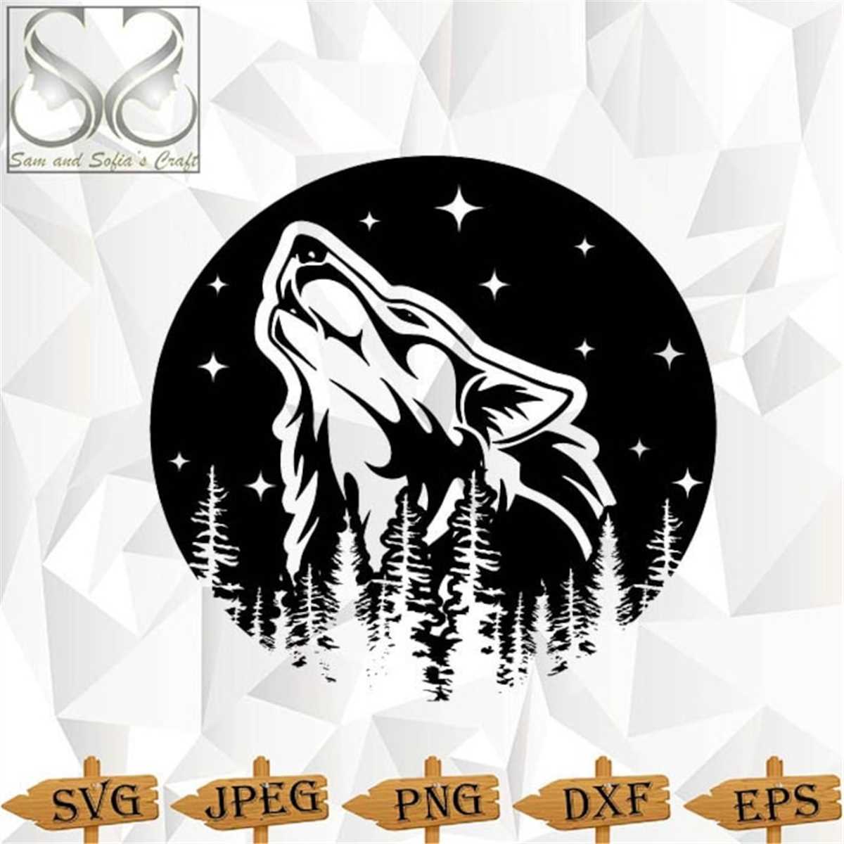 Wolf Howling Svg | Wolf and Moon Svg | Wolf Sparkle Svg | Wo - Inspire ...