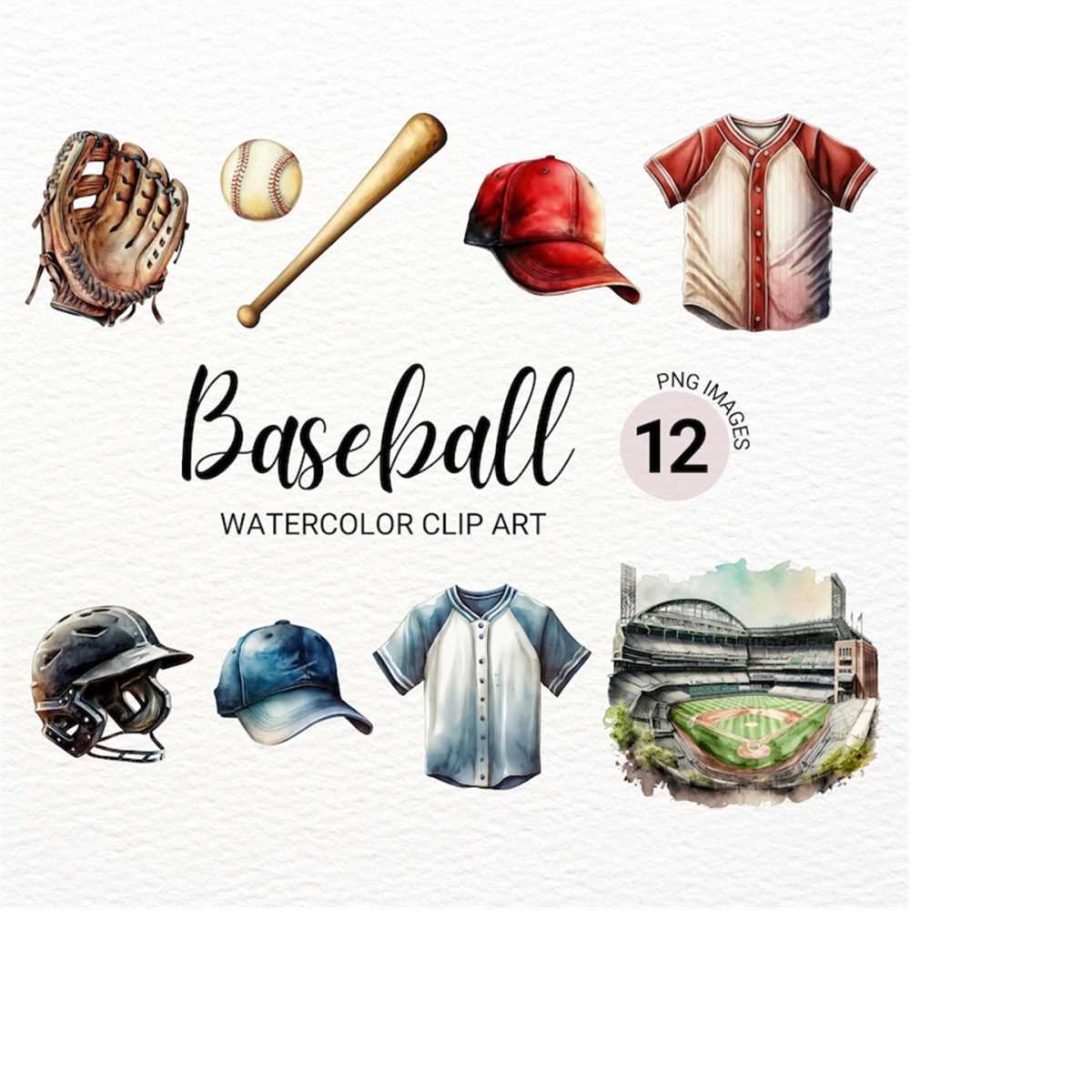 Baseball Clipart Bundle | Watercolor Sports PNG | Summer Col | Inspire ...