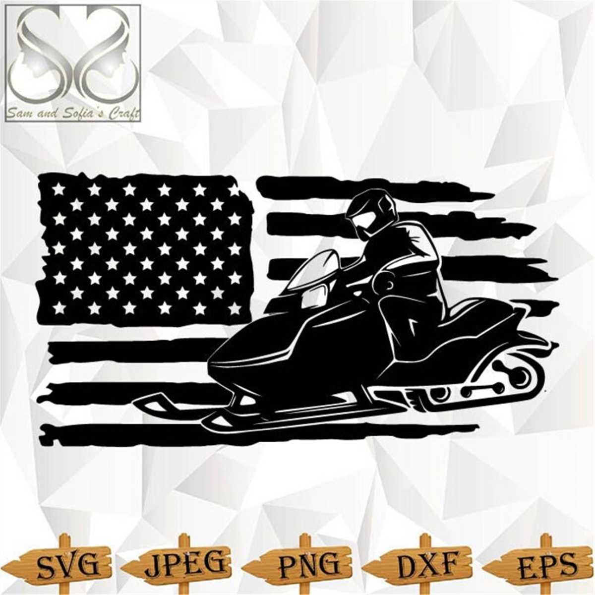 Snowmobile Rider US Flag Svg | Snowmobile Rider Svg | Snowmo | Inspire ...