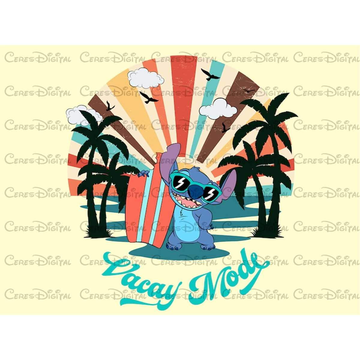 Stitch Vacay Mode Png, Retro Stitch Png File, Stitch Summert - Inspire ...