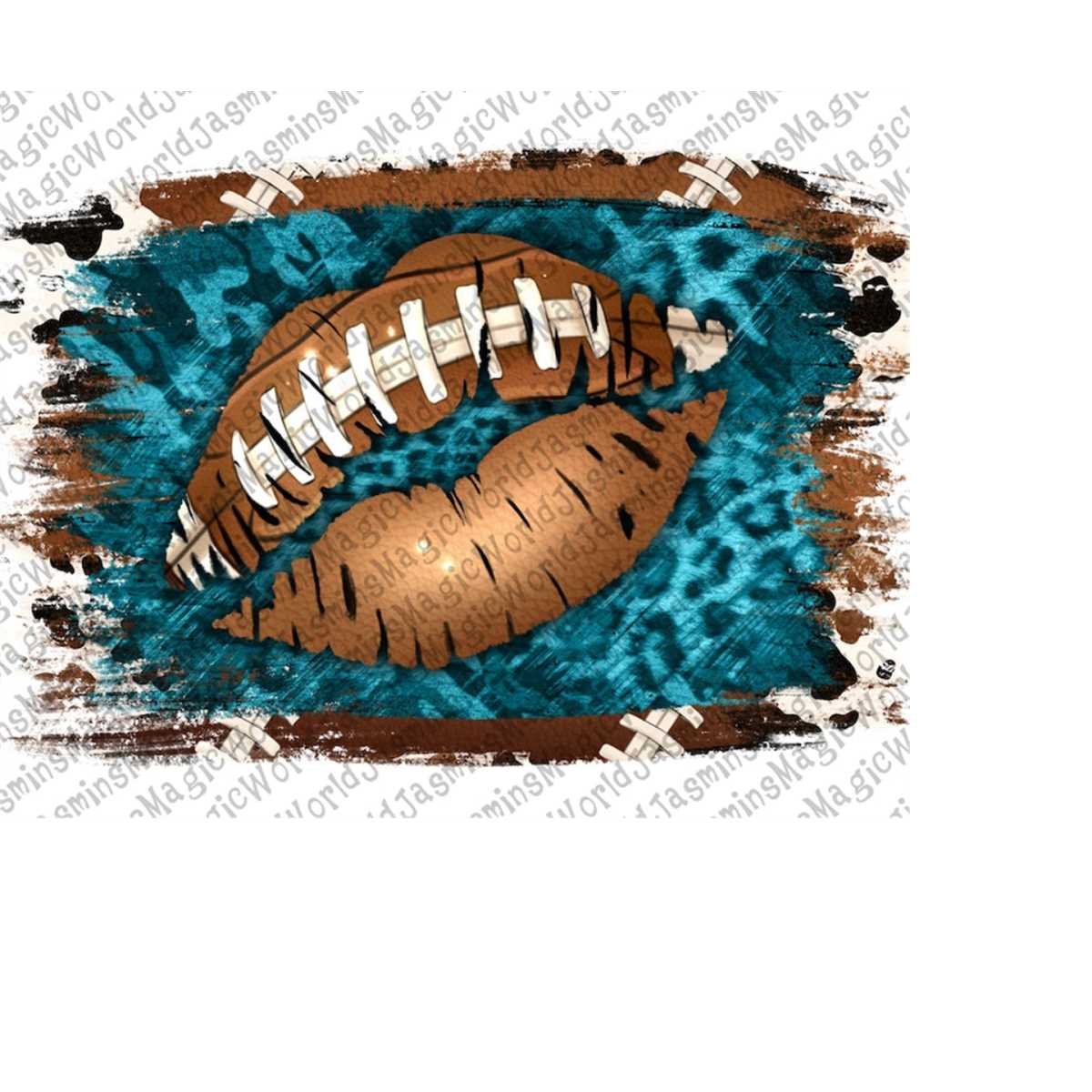 Football Lips PNG Sublimation Designs, Leopard Background Pn - Inspire ...