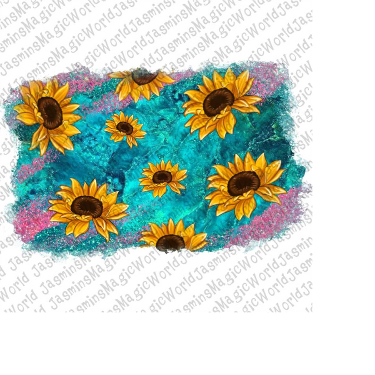 Sunflower and Turquoise Stone background,Brush Strokes,Sunfl | Inspire ...
