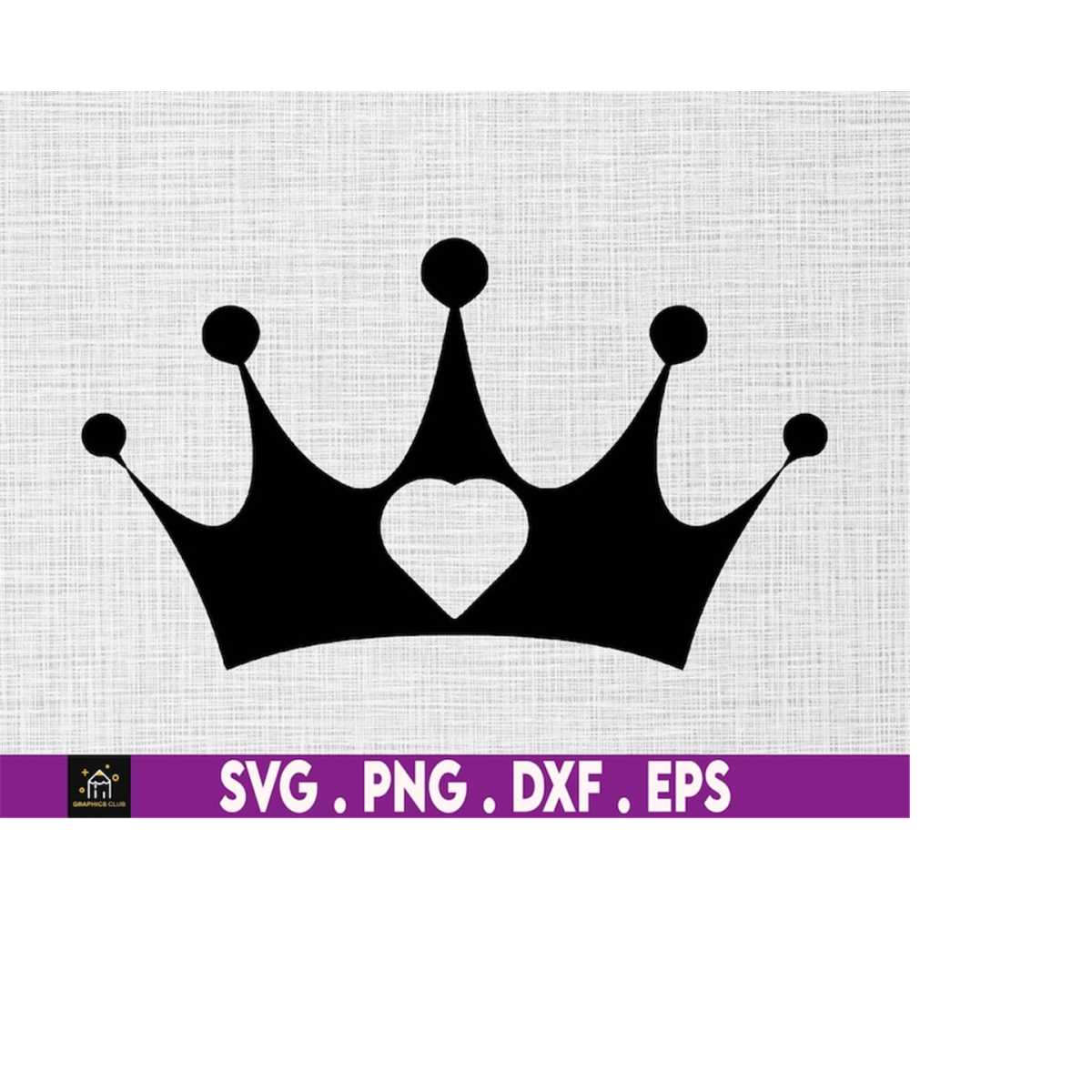 Crown with Heart svg, Princess svg, Queen svg, Tiara Svg, Cr - Inspire ...