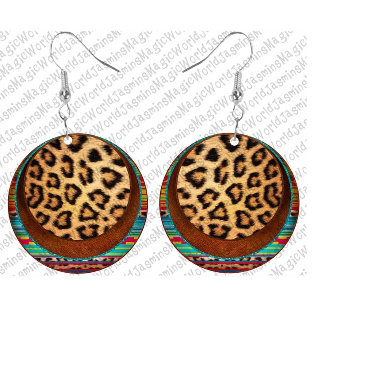 Western Leopard and Serape Circle Earring Png,Aztec Earring | Inspire ...