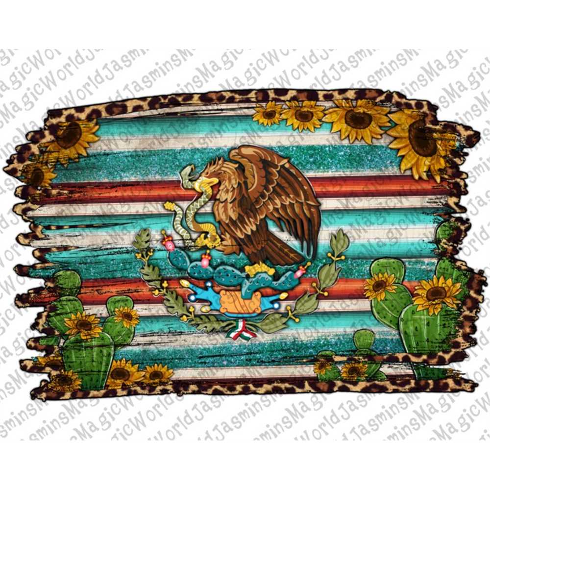 Serape Leopard Mexican Flag Distressed Background Design Png | Inspire ...