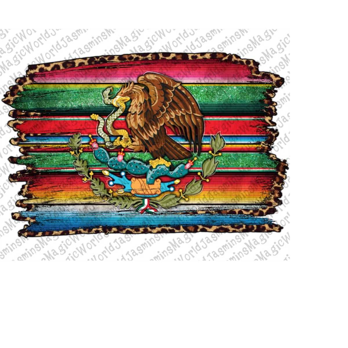 Leopard Serape Mexican Flag Distressed Background Design Png | Inspire ...