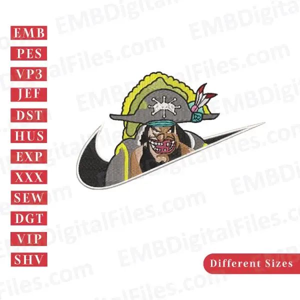 Nike Swoosh Blackbeard One Piece Embroidery Design - Inspire Uplift