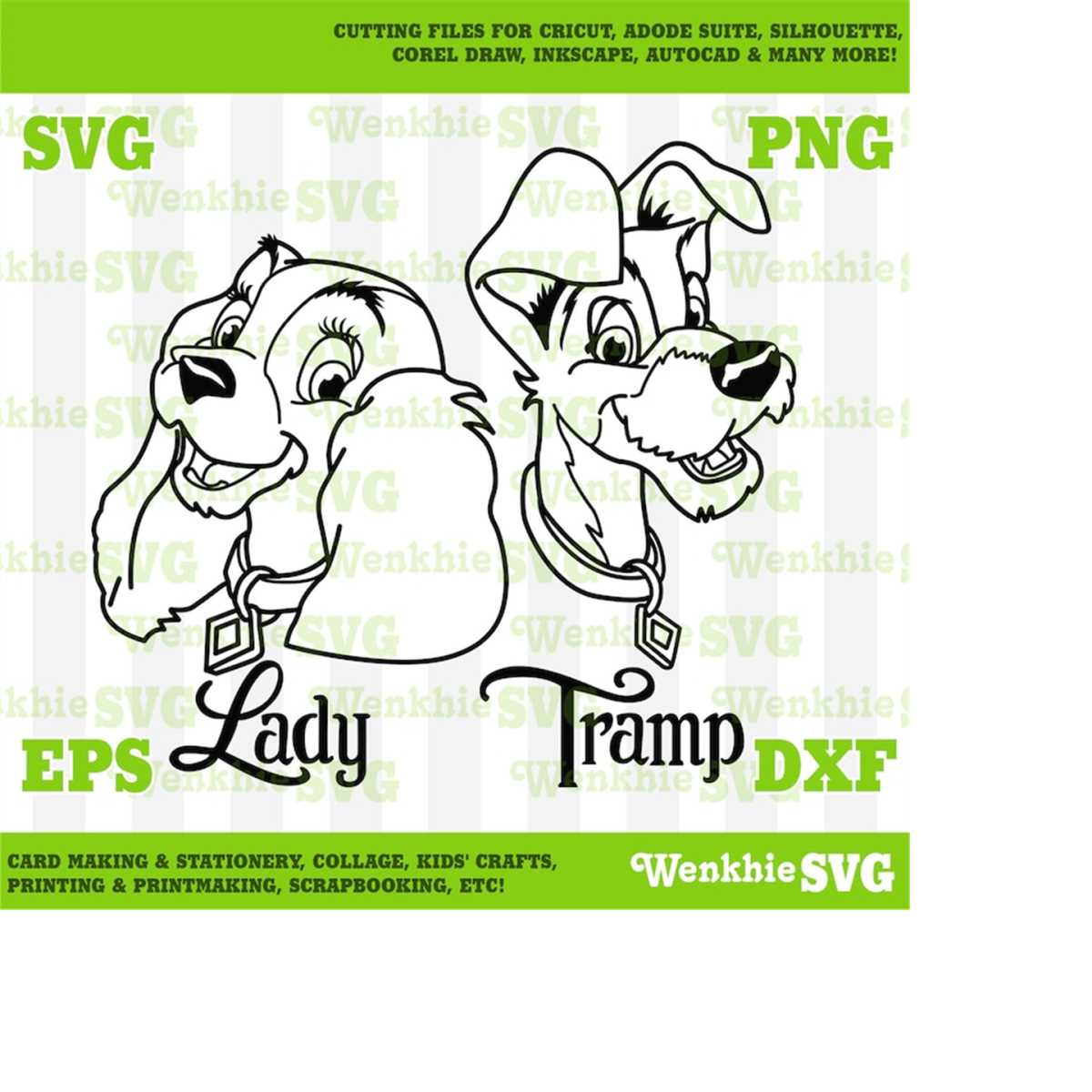 Lady and the Tramp Cutting File Printable, SVG file for Cric | Inspire ...