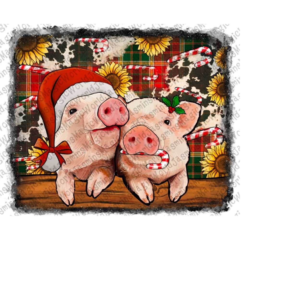 Western Christmas Pigs Png Sublimation Design, Christmas Png | Inspire ...