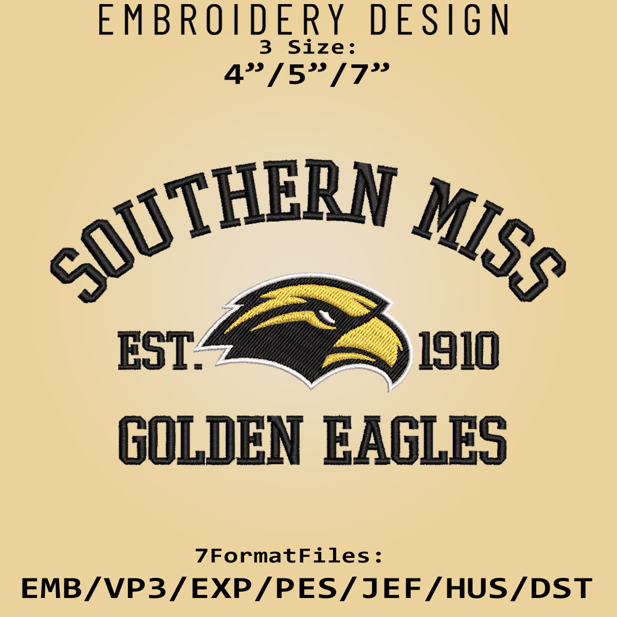 Southern Miss Golden Eagles embroidery design, NCAA Logo Emb | Inspire ...