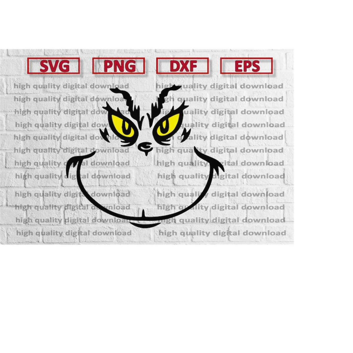 Grinch head SVG, Grinch face cut file, Grinch image png, Hig | Inspire ...