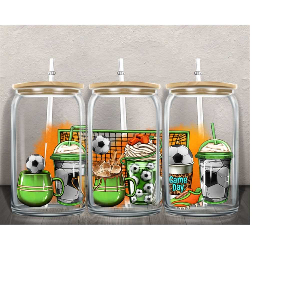 Soccer coffee cups 16oz libbey glass png sublimation design | Inspire ...