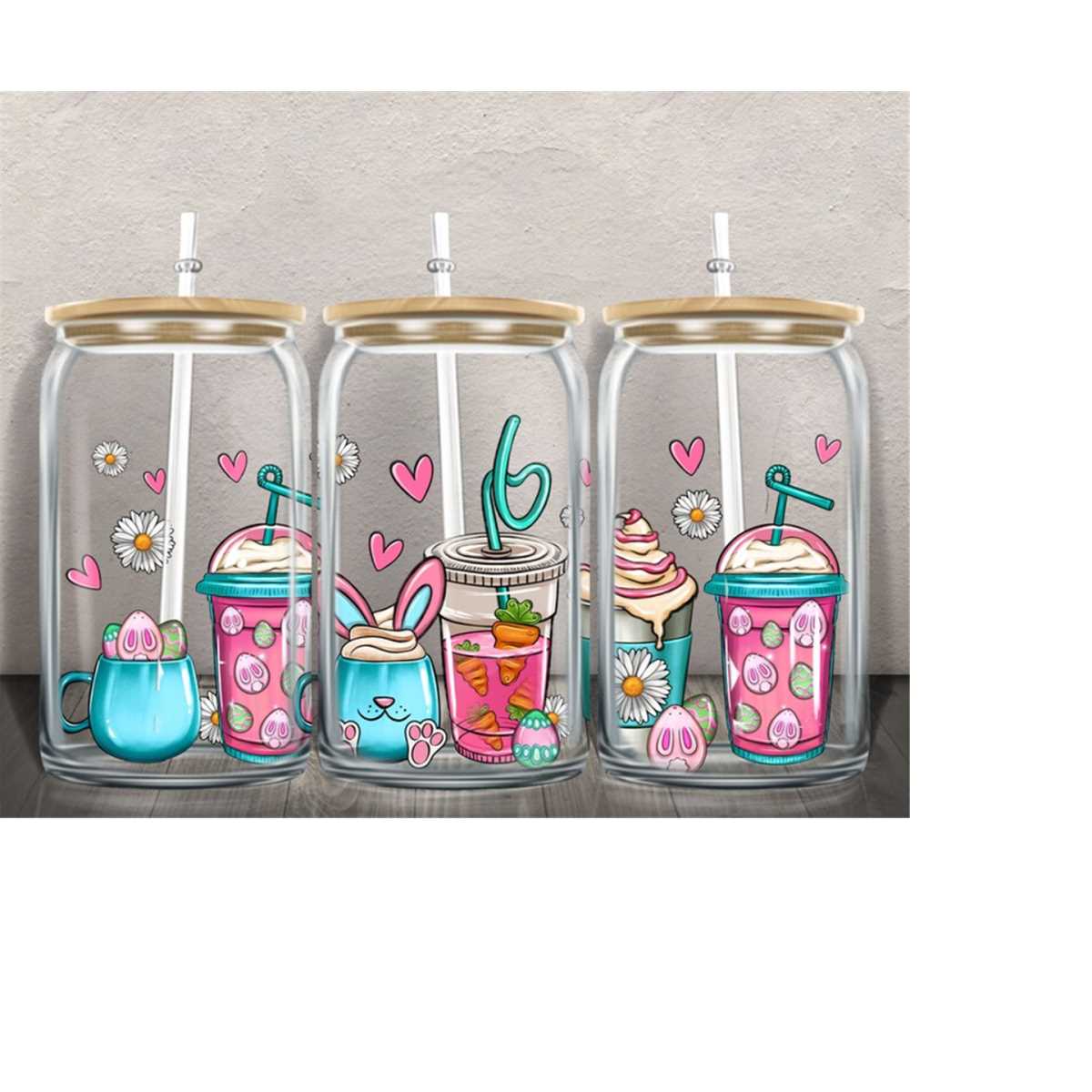 Easter coffee cups 16oz libbey glass png sublimation design | Inspire ...