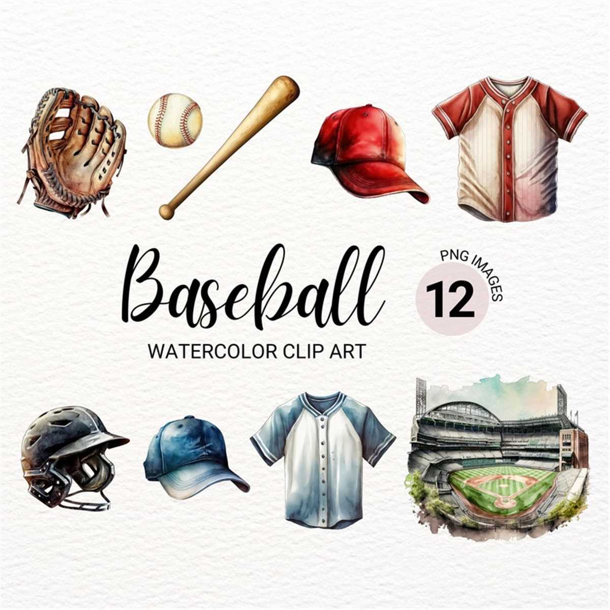 Baseball Clipart Bundle | Watercolor Sports PNG | Summer Col - Inspire ...