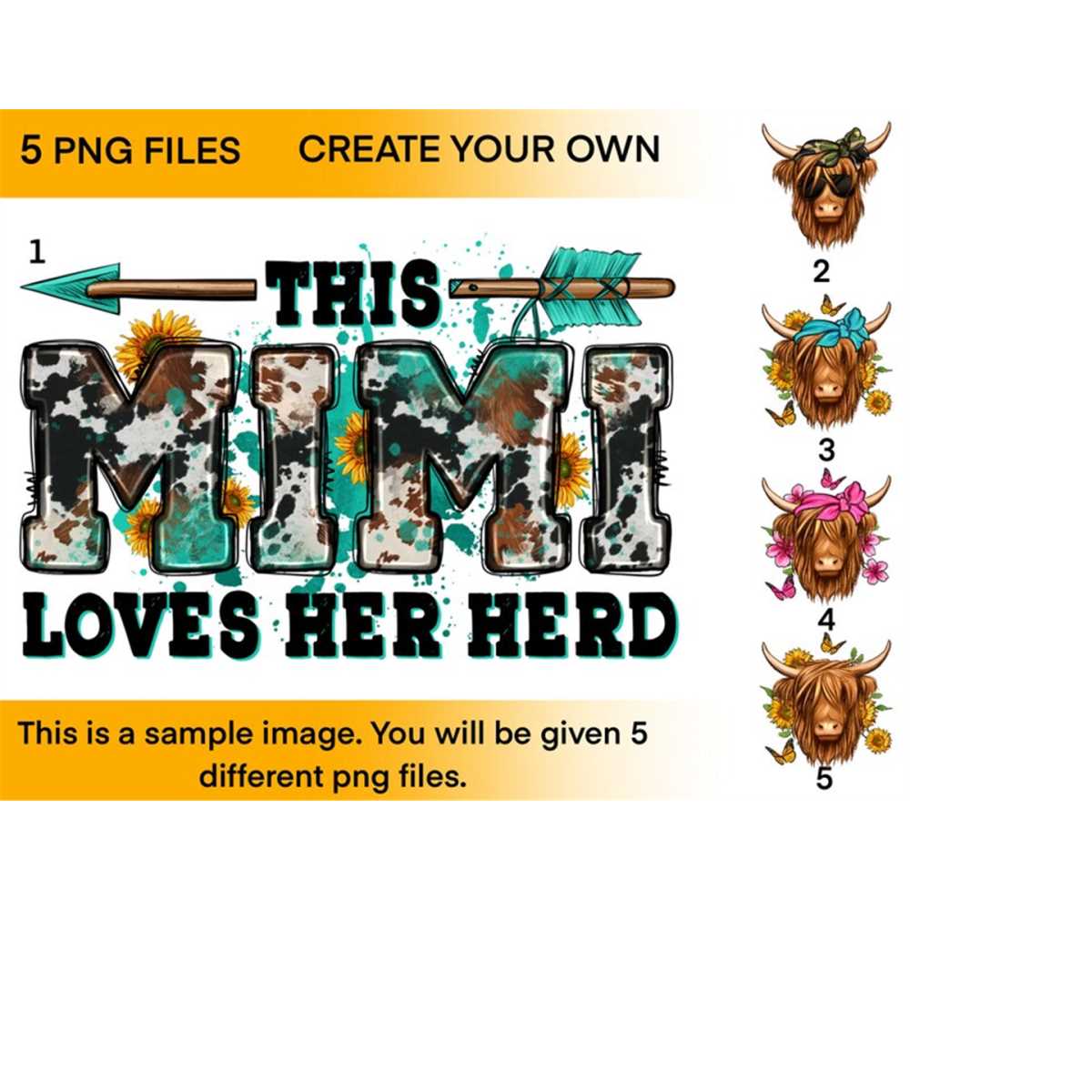 This mimi loves her herd with 4 personalizable cow face png | Inspire ...