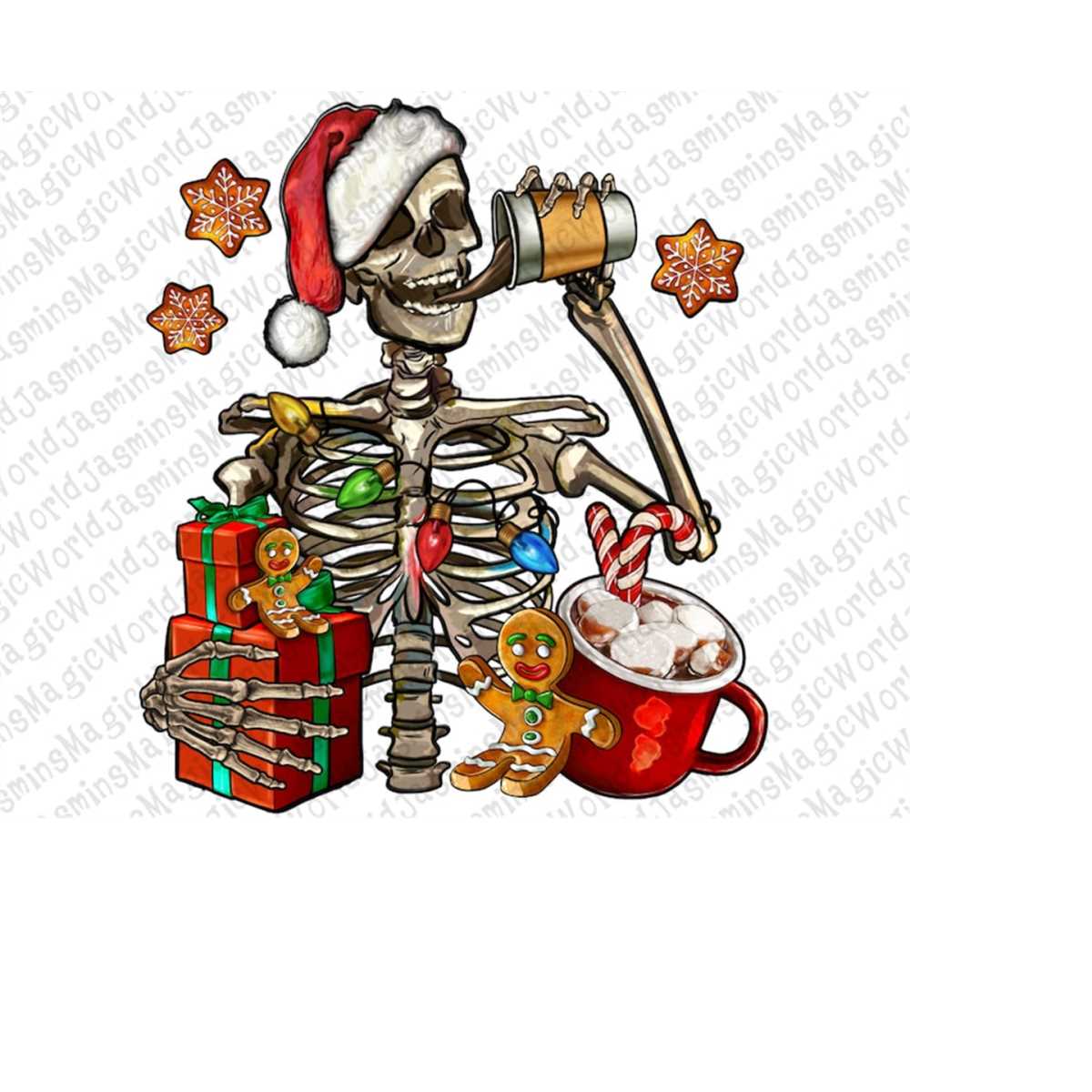 Christmas skeleton coffee png sublimation design download,Ch | Inspire ...