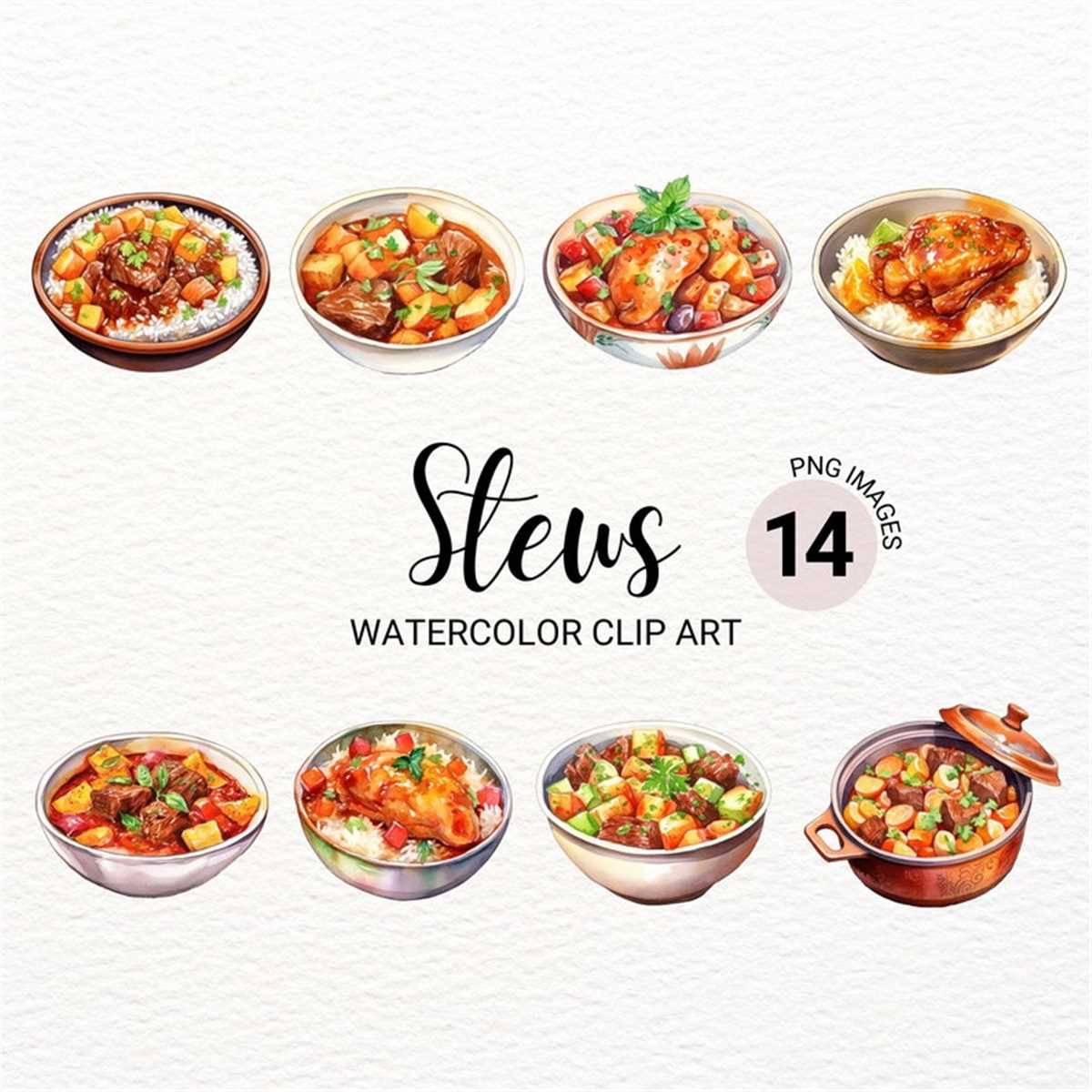 Watercolor Stew Clipart | Food Clipart Bundle | Kawaii Colla | Inspire ...