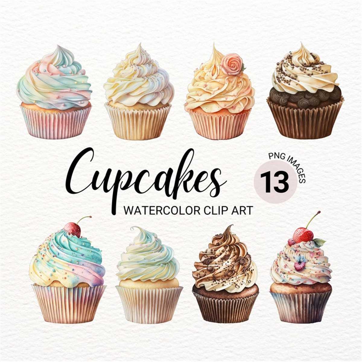 Watercolor Cupcake Clipart | Baking Clipart | Dessert Clipar | Inspire ...