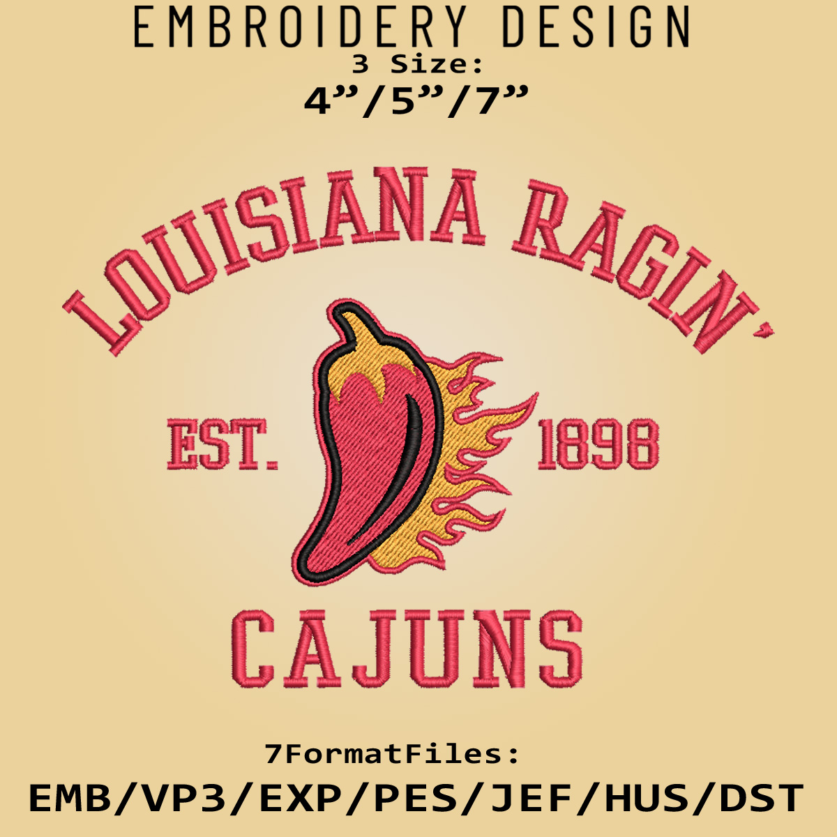 Louisiana Ragin' Cajuns embroidery design, NCAA Logo Embroid | Inspire ...