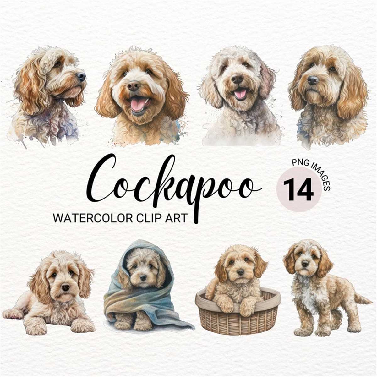 Cockapoo Clipart | Cute Dog Clipart | Dog PNG | Watercolor C | Inspire ...