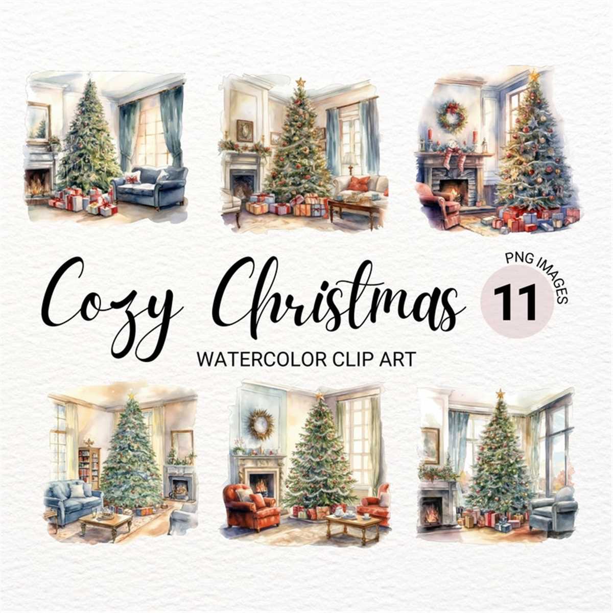 Cozy Christmas Clipart | Christmas Tree | Holiday PNG | Wate | Inspire ...