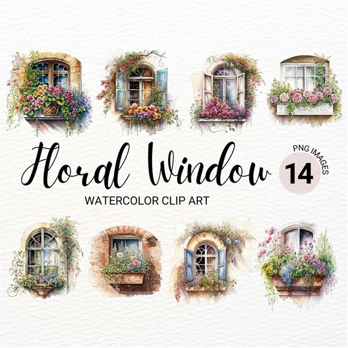 Watercolor Flower Windows Clipart | Window with Flowers PNG - Inspire ...