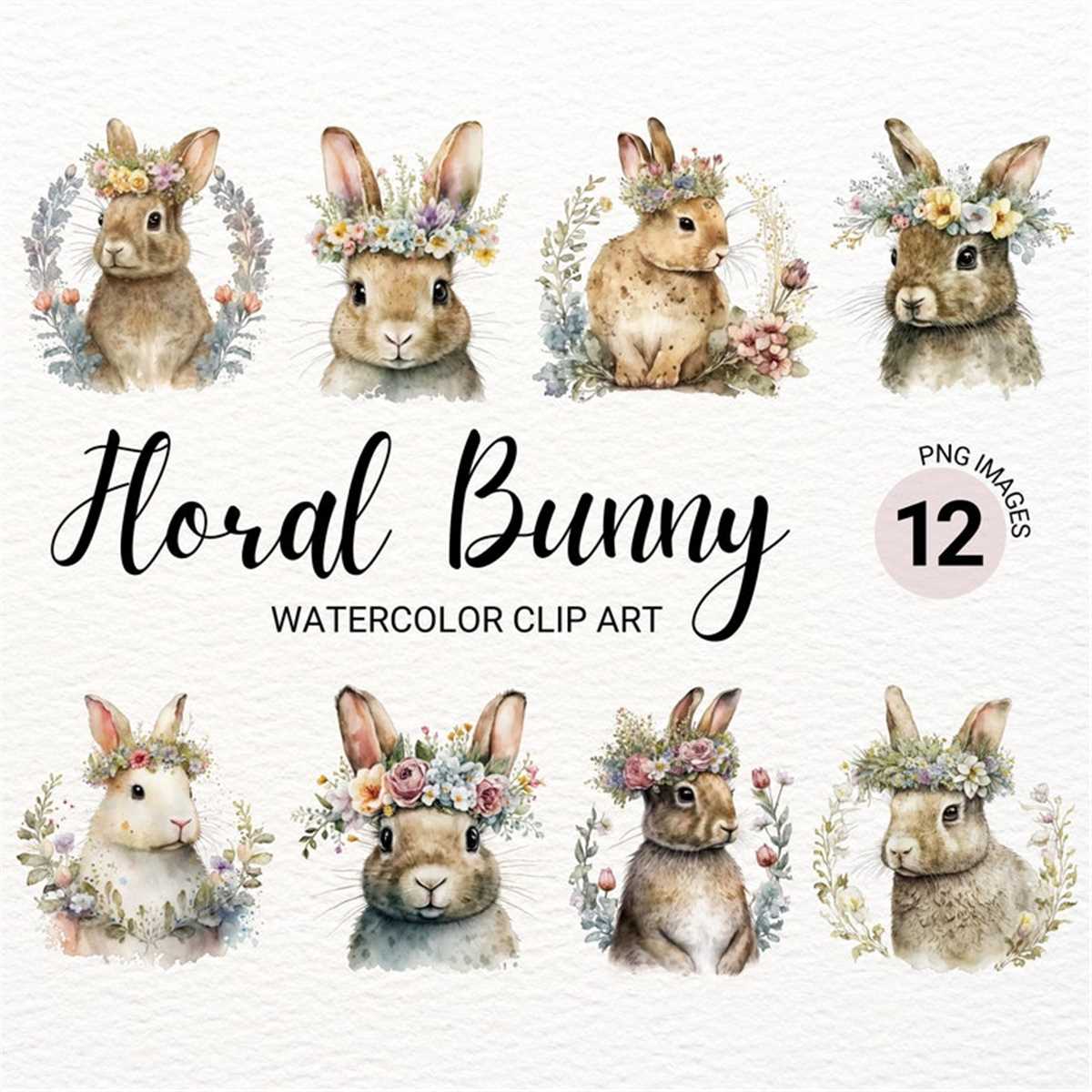 Spring Bunny Clipart | Easter Bunny Clipart | Floral Bunny | | Inspire ...