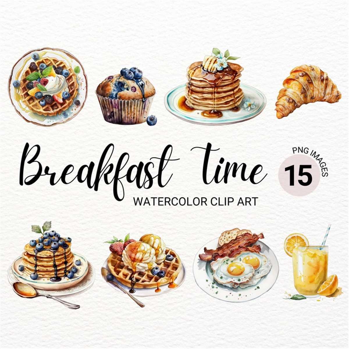 Breakfast Clipart | Watercolor Food Clipart | Waffles PNG | | Inspire ...