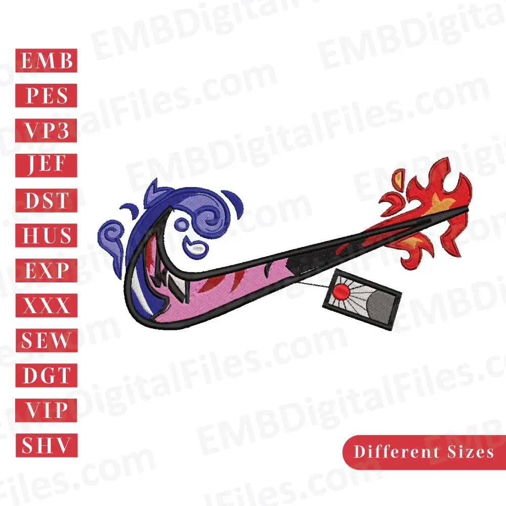 Nike Swoosh Demon Slayer embroidery design | Inspire Uplift