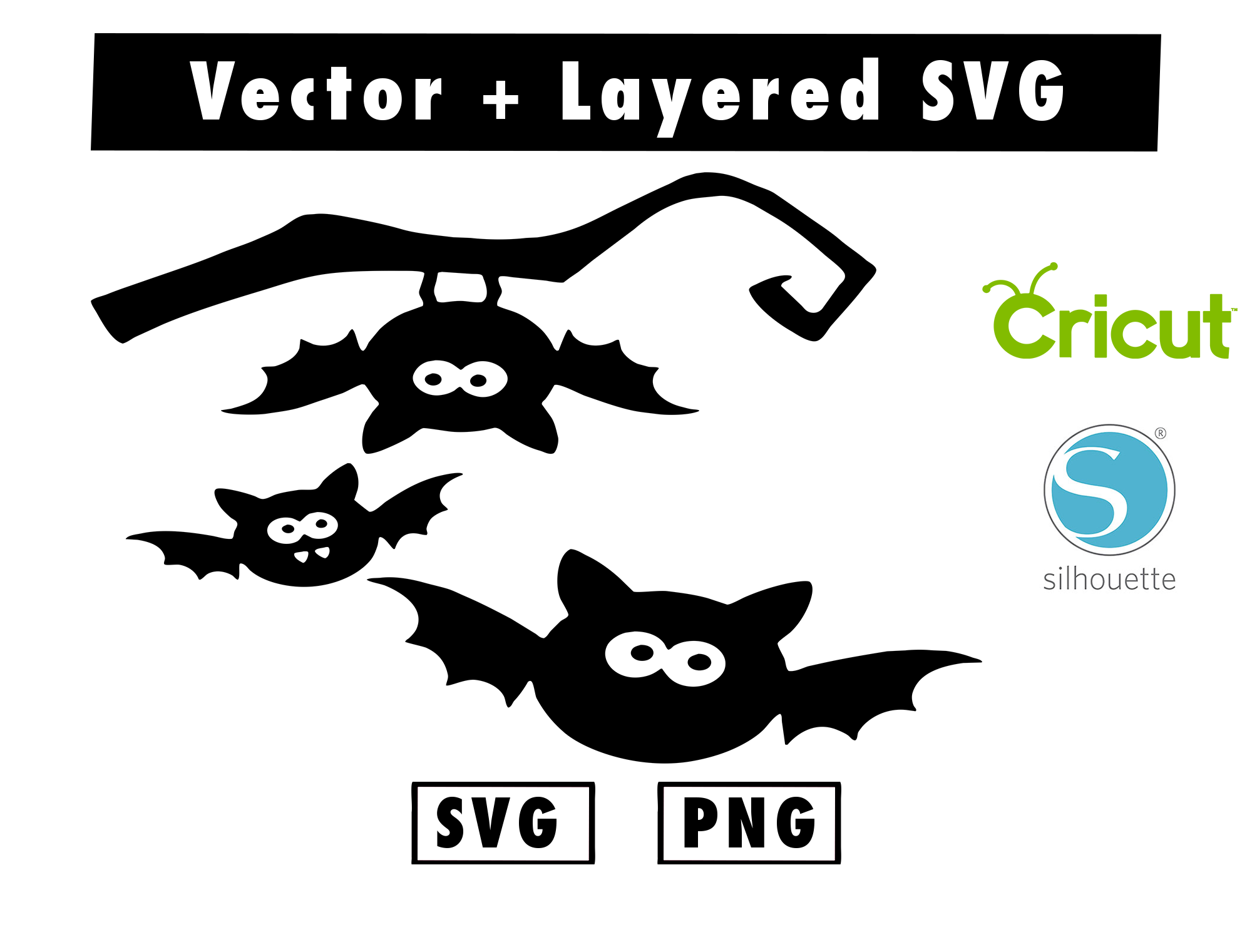 HALLOWEEN BAT SET svg and png files for cricut machine , ani - Inspire ...