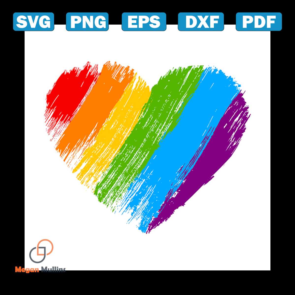 Grunge Heart In Rainbow Color, LGBT Pride Symbol Svg | Inspire Uplift