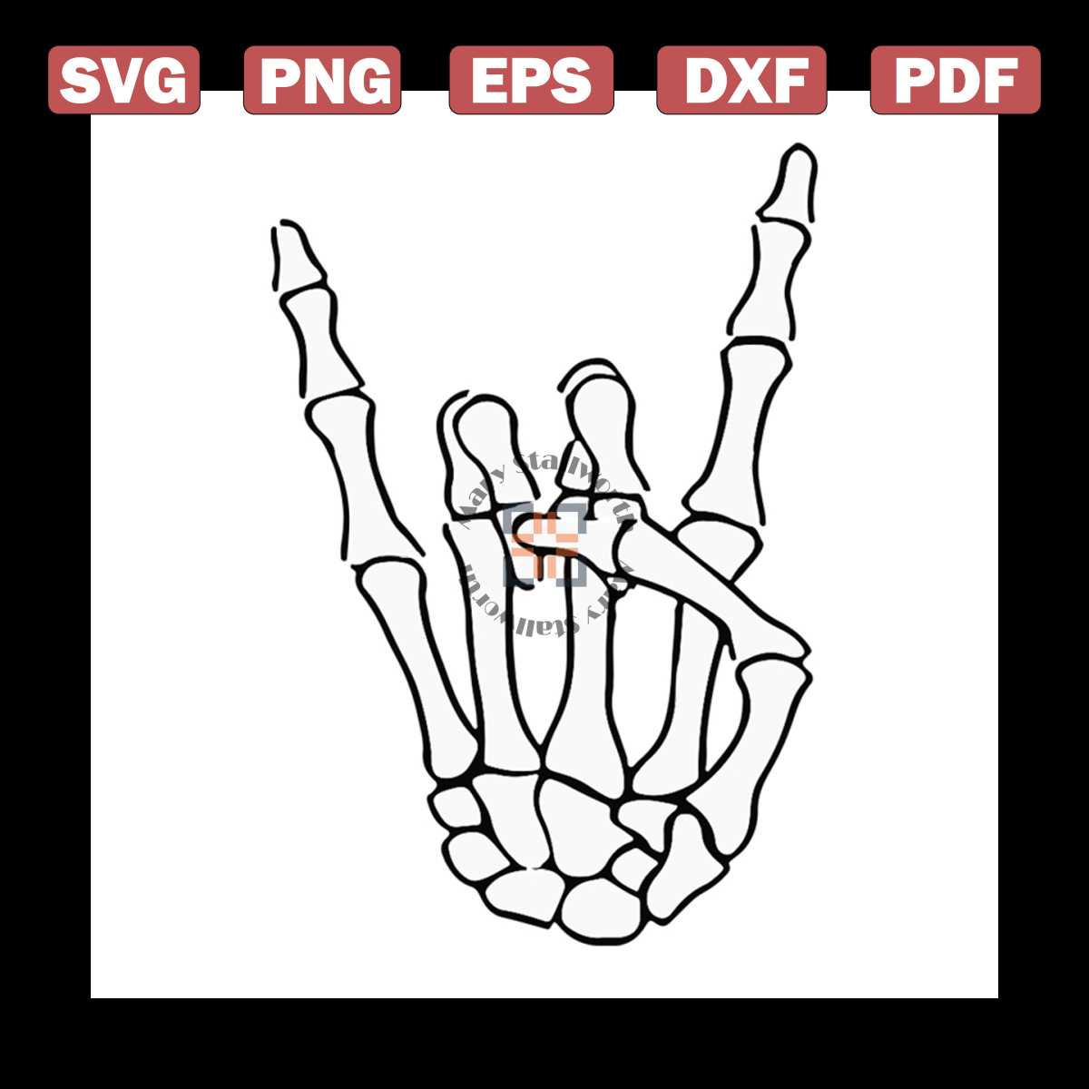 Rock And Roll Sign Svg Sign Of Horns, Skeleton Hand svg | Inspire Uplift