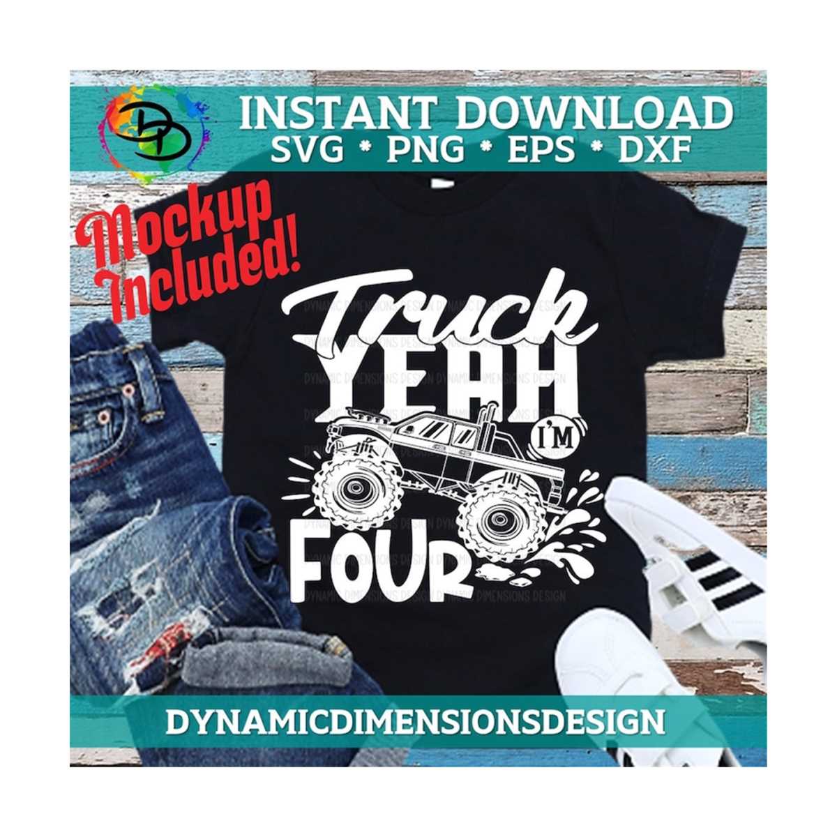 Truck yeah svg, Birthday Boy, Four year old, fourth Birthday - Inspire ...