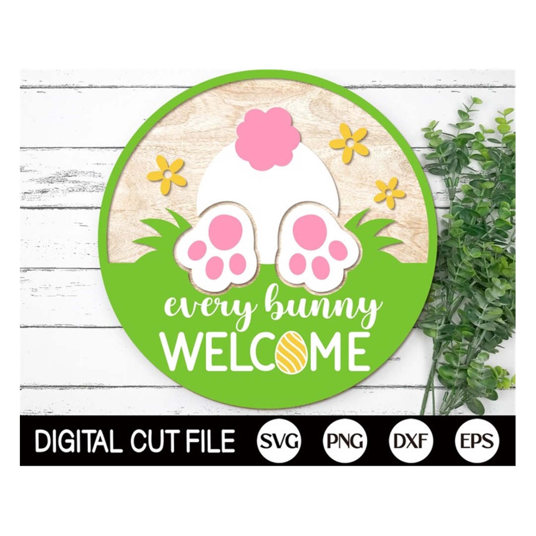 Easter Welcome Sign, Every bunny welcome, Round Door Hanger | Inspire ...