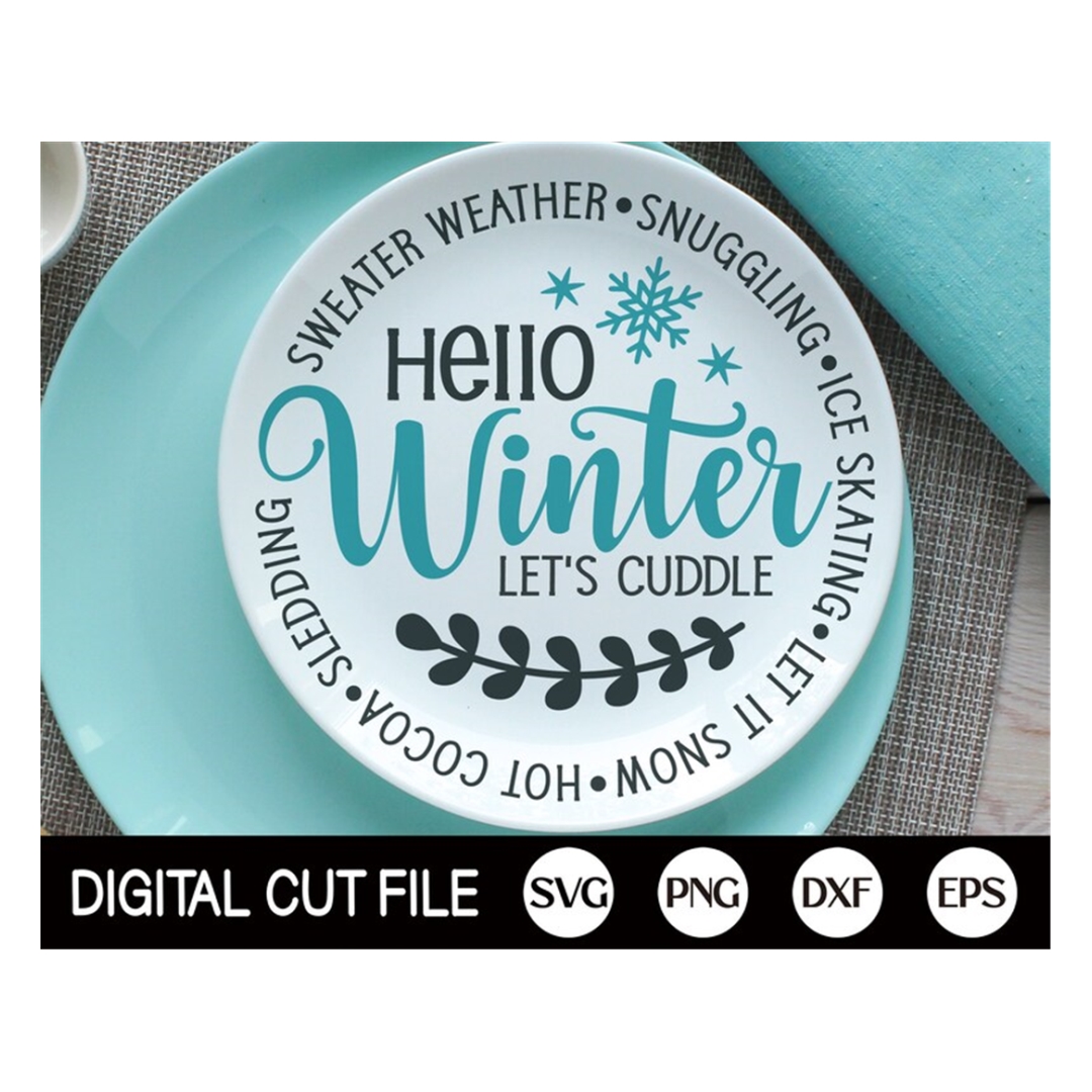 Hello Winter Sign SVG, Farmhouse Svg, Round Sign Svg, Welcom | Inspire ...
