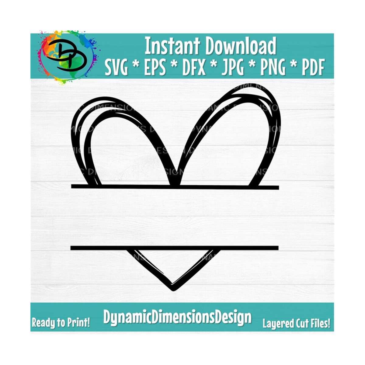 Heart - Split Heart, Instant Digital Download - svg, png, He - Inspire ...