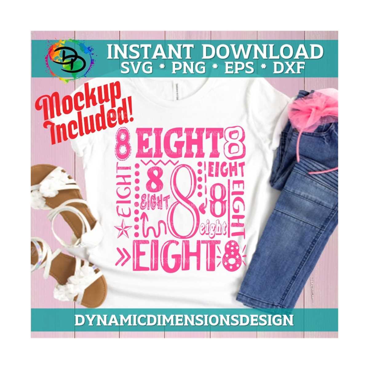 8th Birthday Collage SVG, Eight svg, Eighth birthday, Girl P - Inspire ...